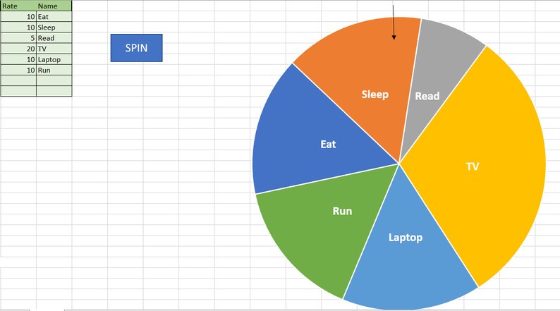 Decision Wheel in Excel Spreadsheet in Windows Interactive Spreadsheet ...