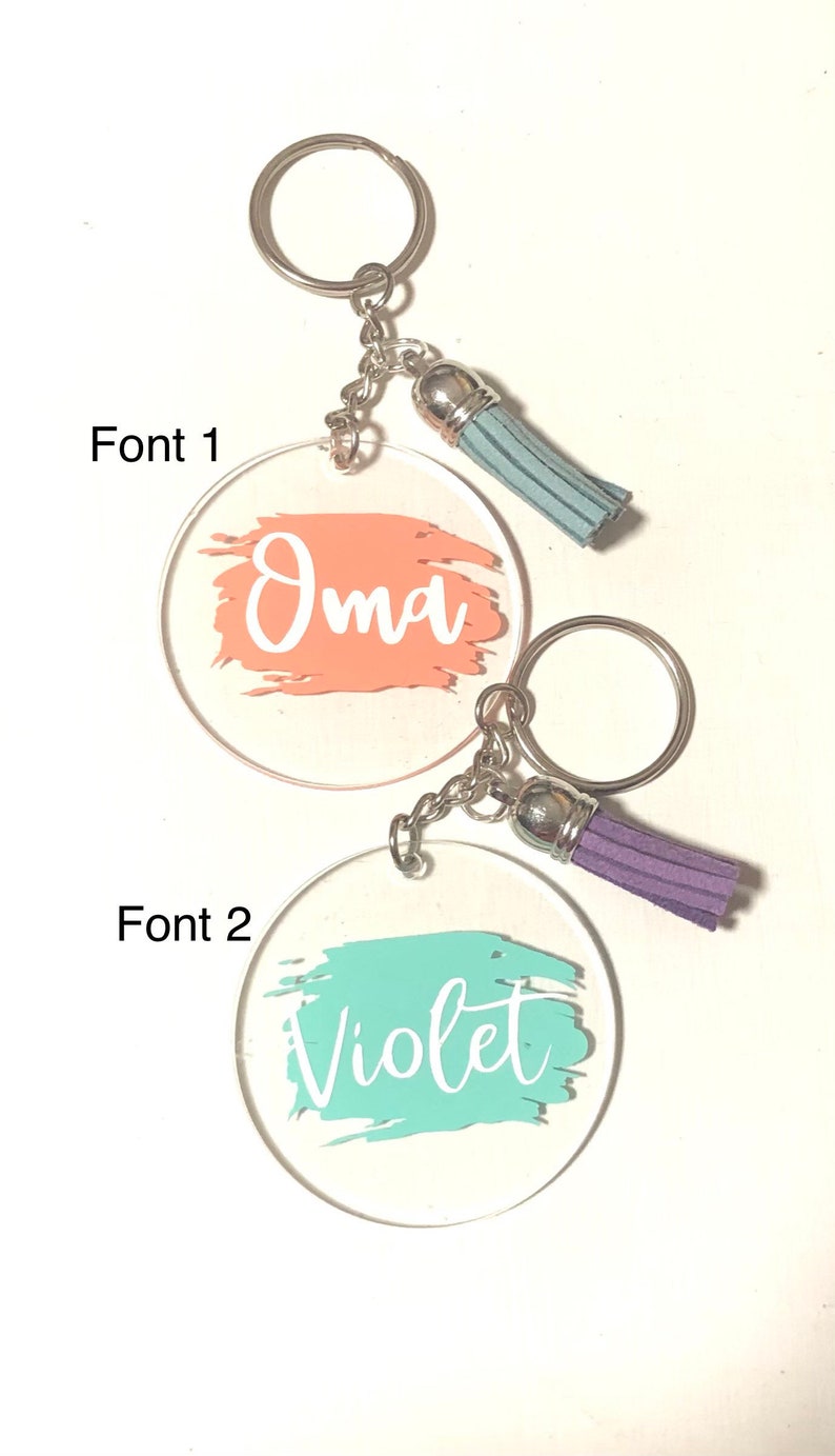 Round Keychain/ Personalized Tassel Keychain/ Acrylic Keychain/ - Etsy