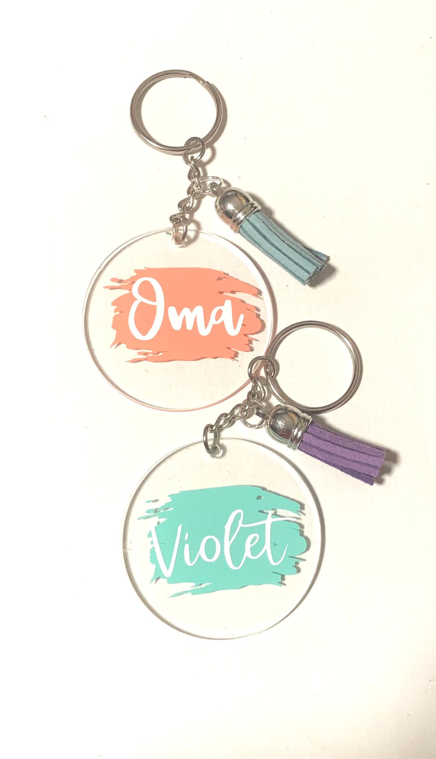 Round Keychain/ Personalized Tassel Keychain/ Acrylic Keychain/ - Etsy