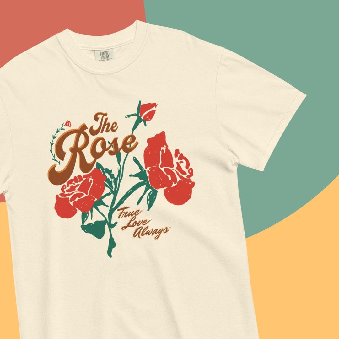 Hand-drawn Rose Graphic Tee: Comfort Colors Vintage Floral T-shirt - Etsy