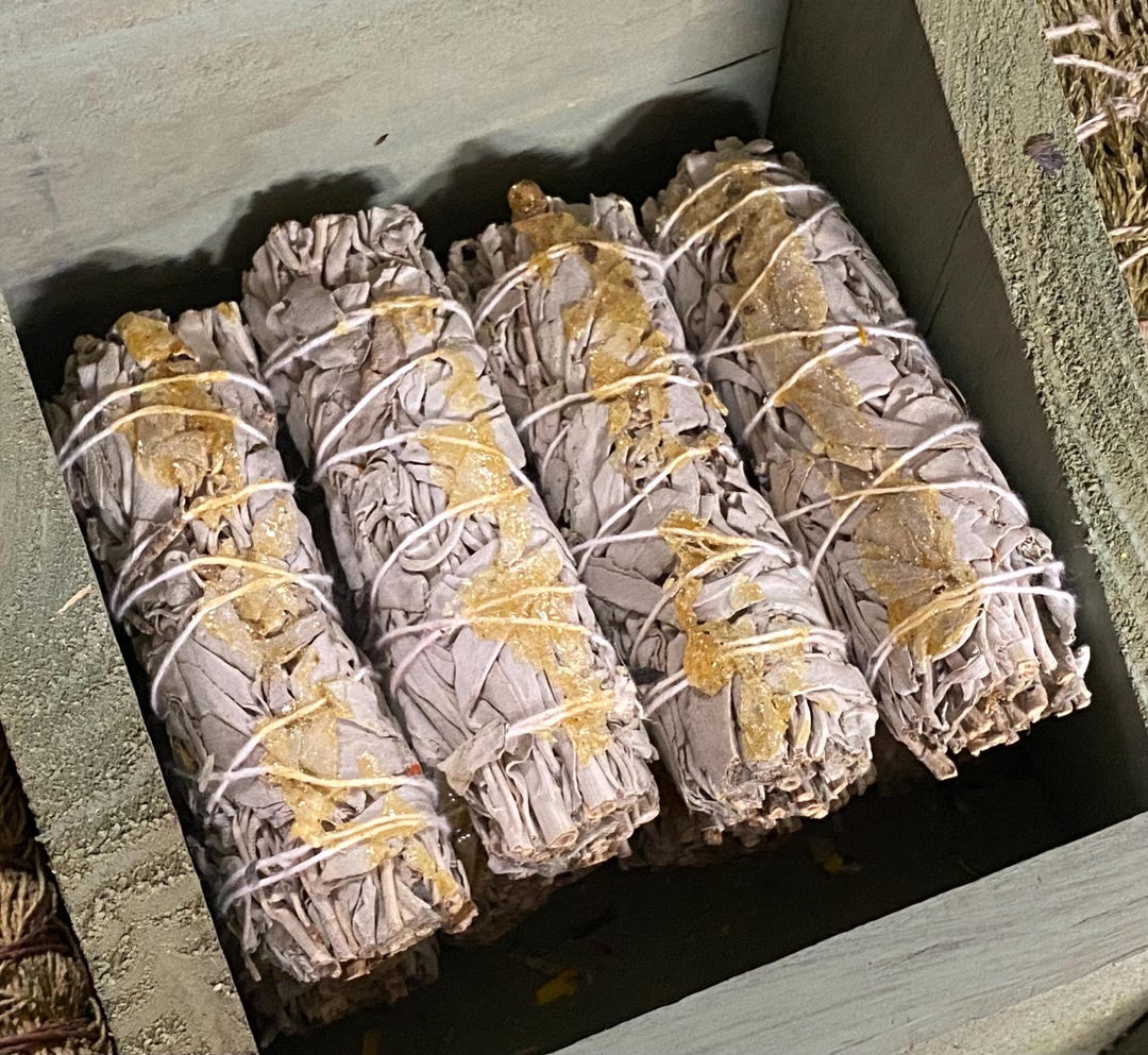 White Sage & Copal Resin Smudge Stick | 3-4 Inches - Etsy