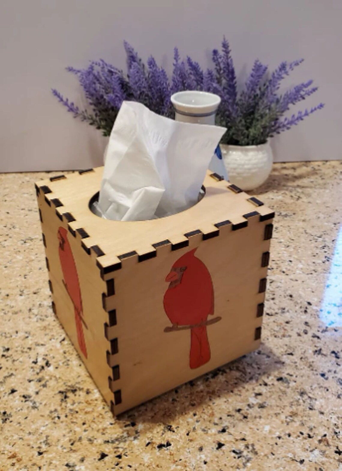 Hand Painted Cardinal - Laser Cut Tissue Box Cover- - Etsy
