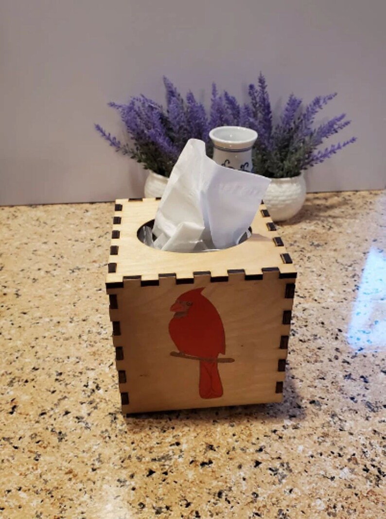 Hand Painted Cardinal - Laser Cut Tissue Box Cover- - Etsy