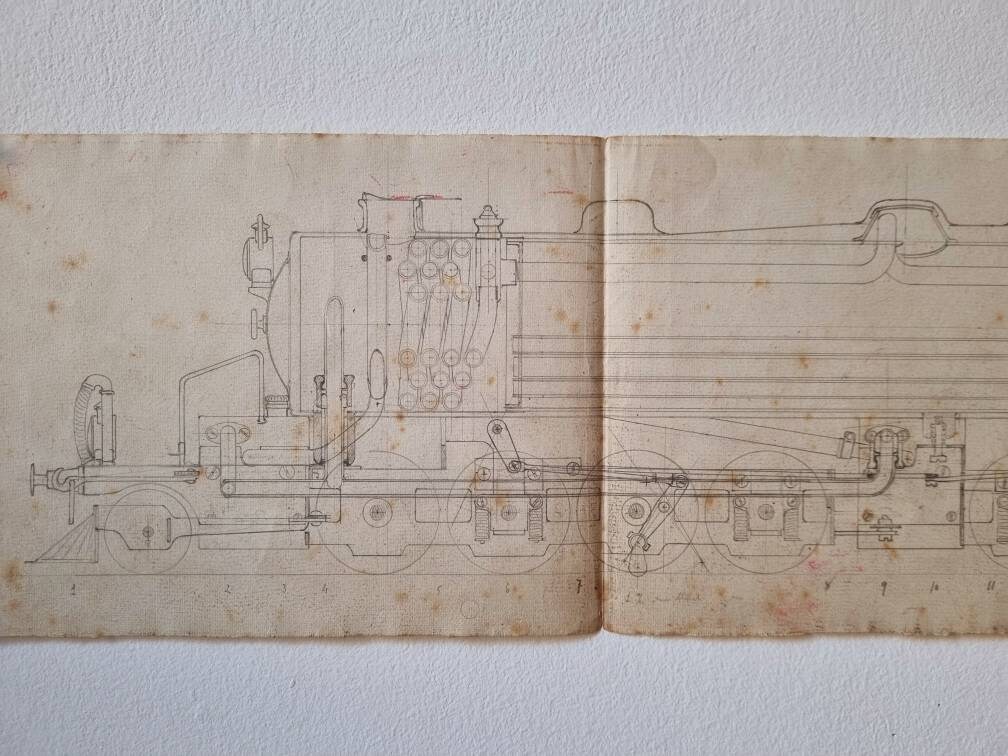 1900s Original Steam Train Engineering Drawing _ Vintage Train - Etsy