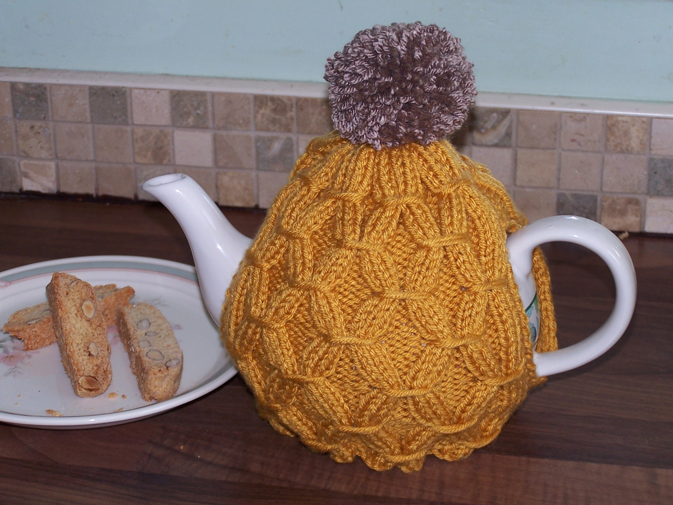 Traditional Vintage style Hand knitted Tea Cosy with pom pom | Etsy