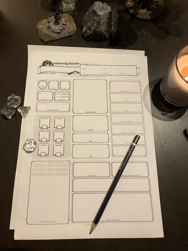 NPC Character Sheet Fillable Pdf Download - Etsy