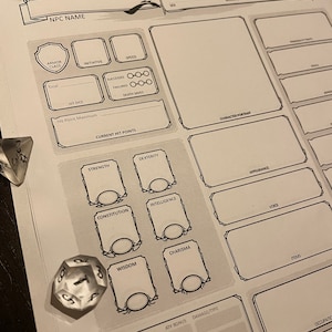 NPC Character Sheet Fillable Pdf Download - Etsy