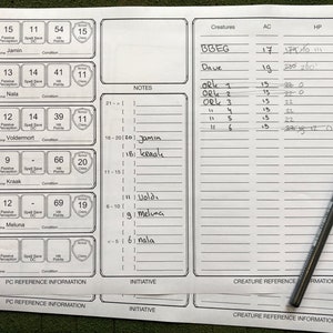 Combat Tracker Fillable PDF Download - Etsy