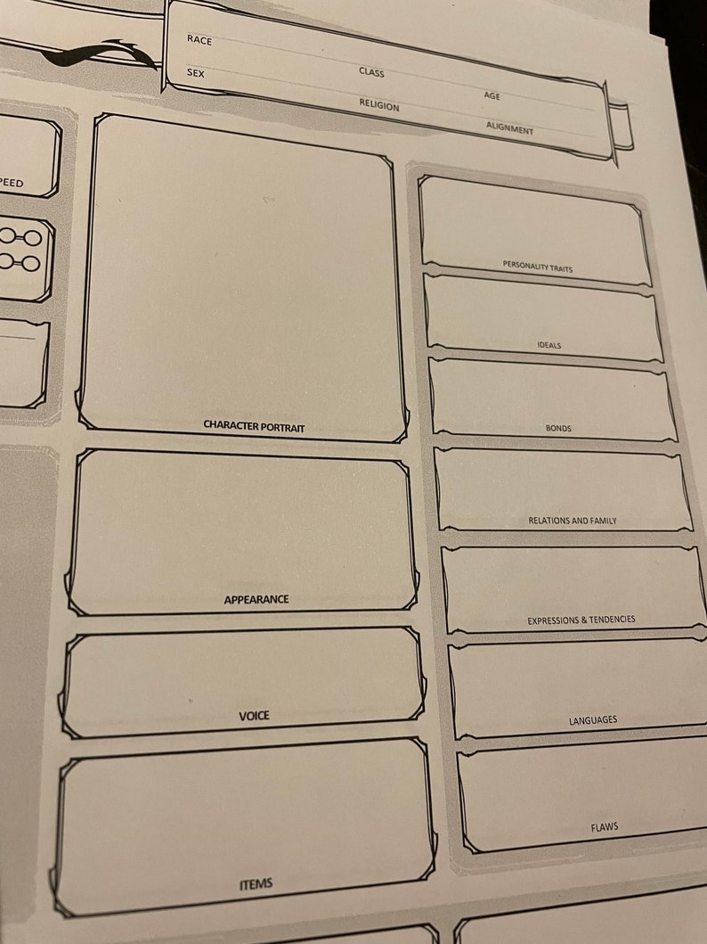 NPC Character Sheet Fillable Pdf Download - Etsy