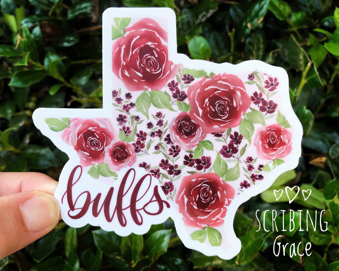 Buffs Texas Floral Vinyl Sticker | West Texas A&M Maroon Watercolor ...