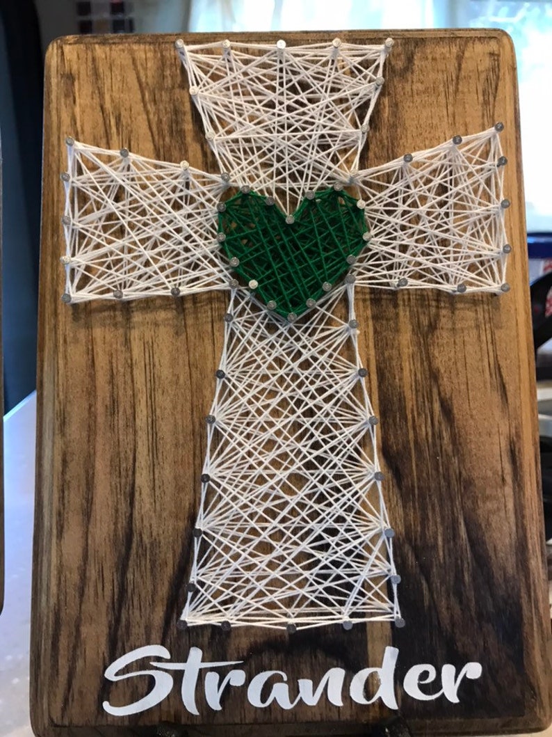 Cross with Red Heart String Art Cross Sign Religious Decor | Etsy