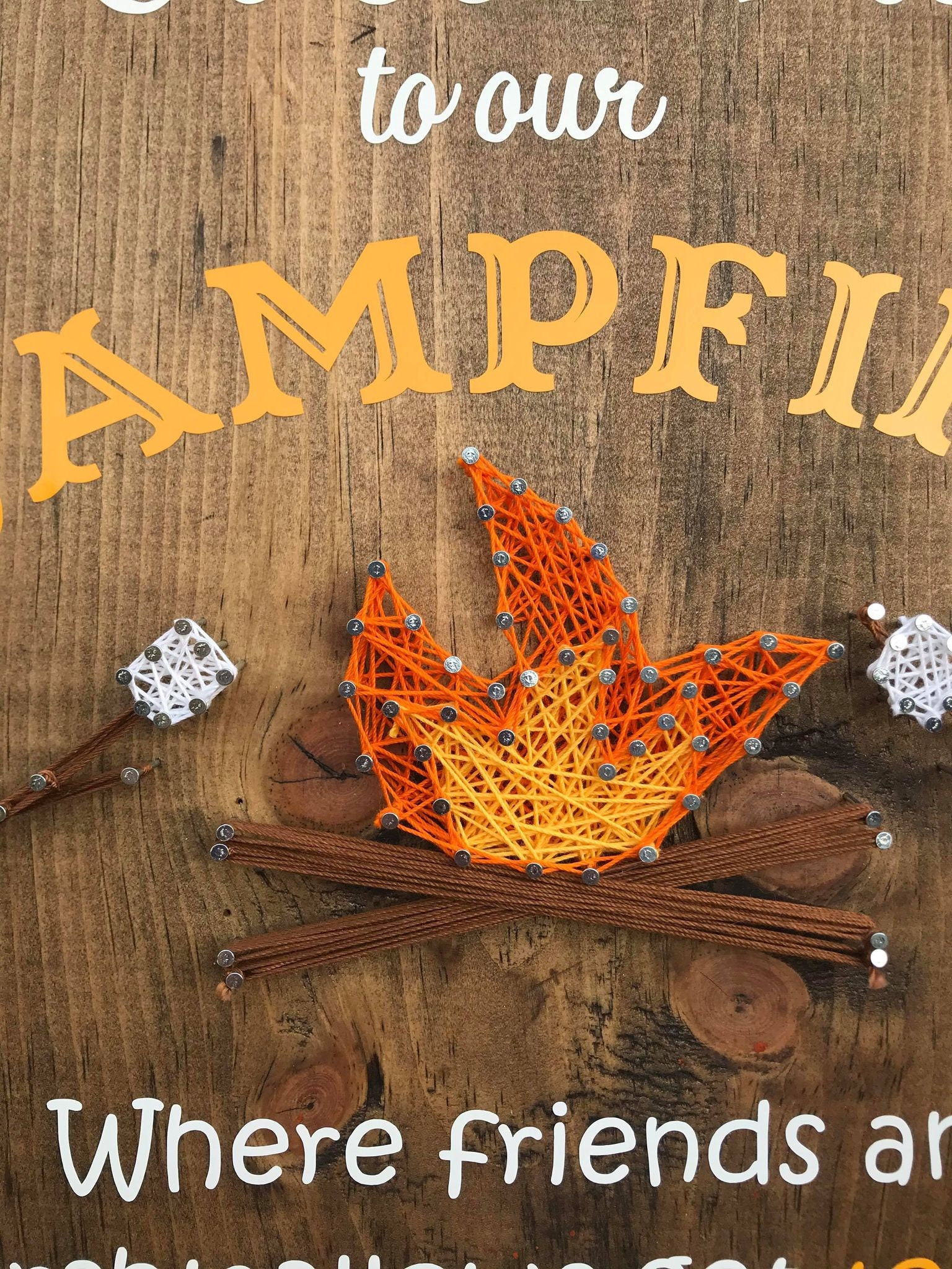 Welcome to Our Campfire With Marshmallow's String Art - Etsy