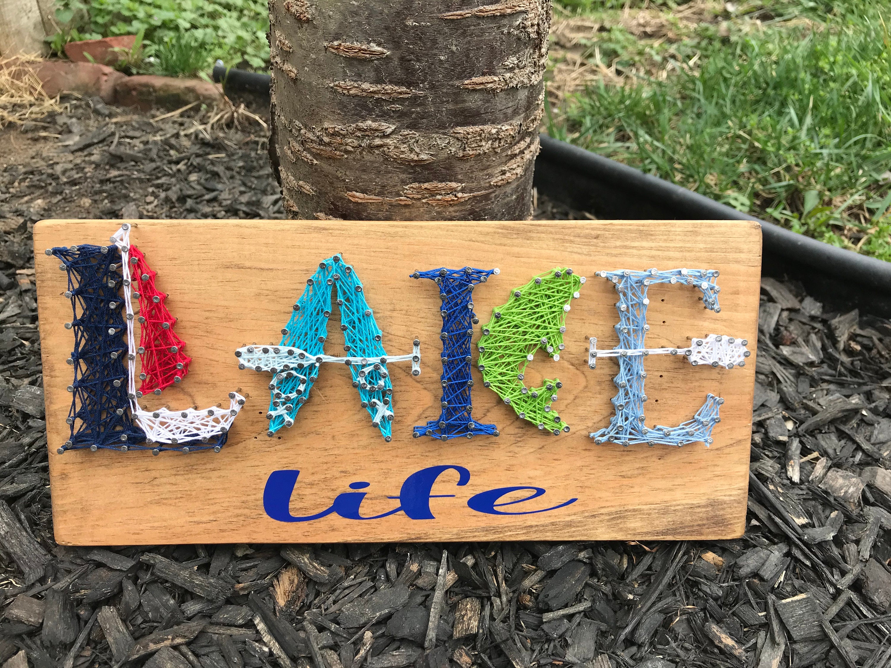 LAKE LIFE String Art Lake Decor Lake Sign Fish String Art | Etsy