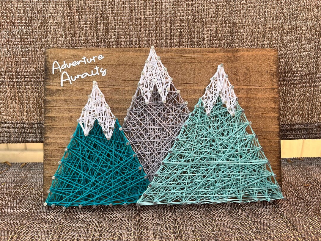 Adventure Awaits W/ Mountains String Art, Mountains Decor, Camping ...