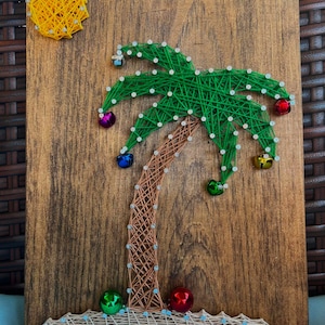 Palm Tree W/jingle Bell Ornaments String Art, Christmas String Art ...