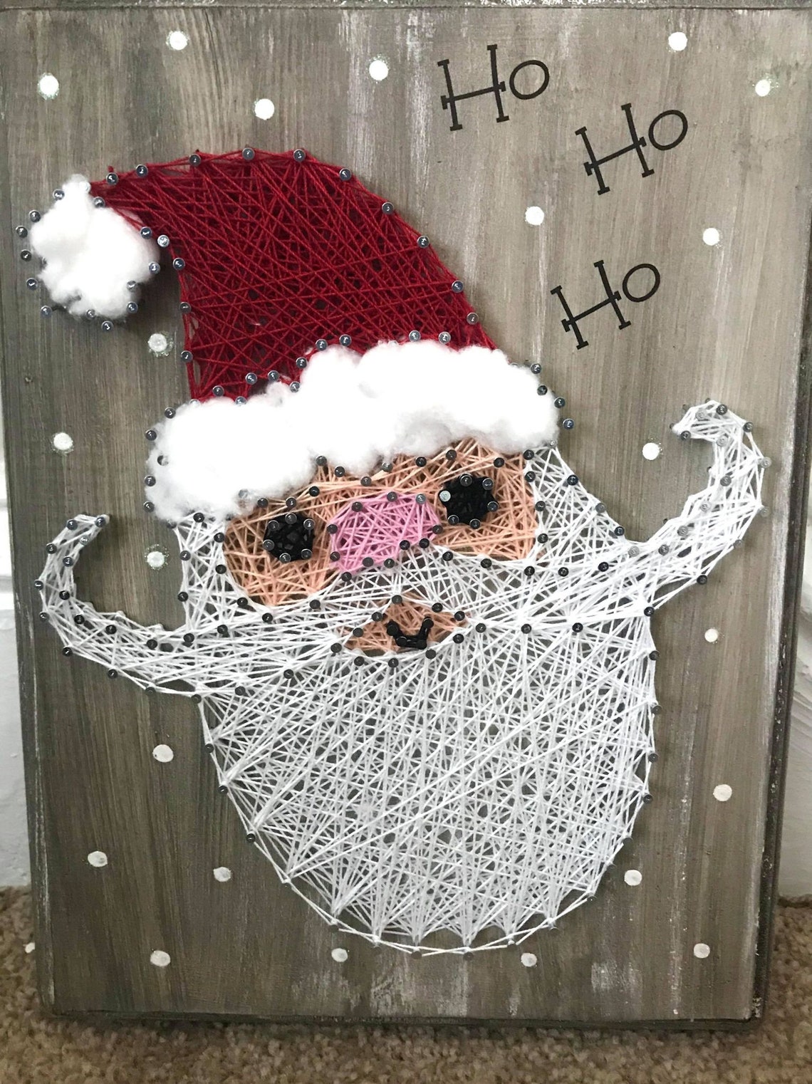 Santa String Art, Ho Ho HO String Art, Christmas String Art, Holiday ...