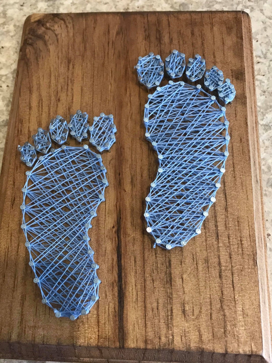 Customized Baby Footprints String Art Wood Plaque, Footprints Sign ...