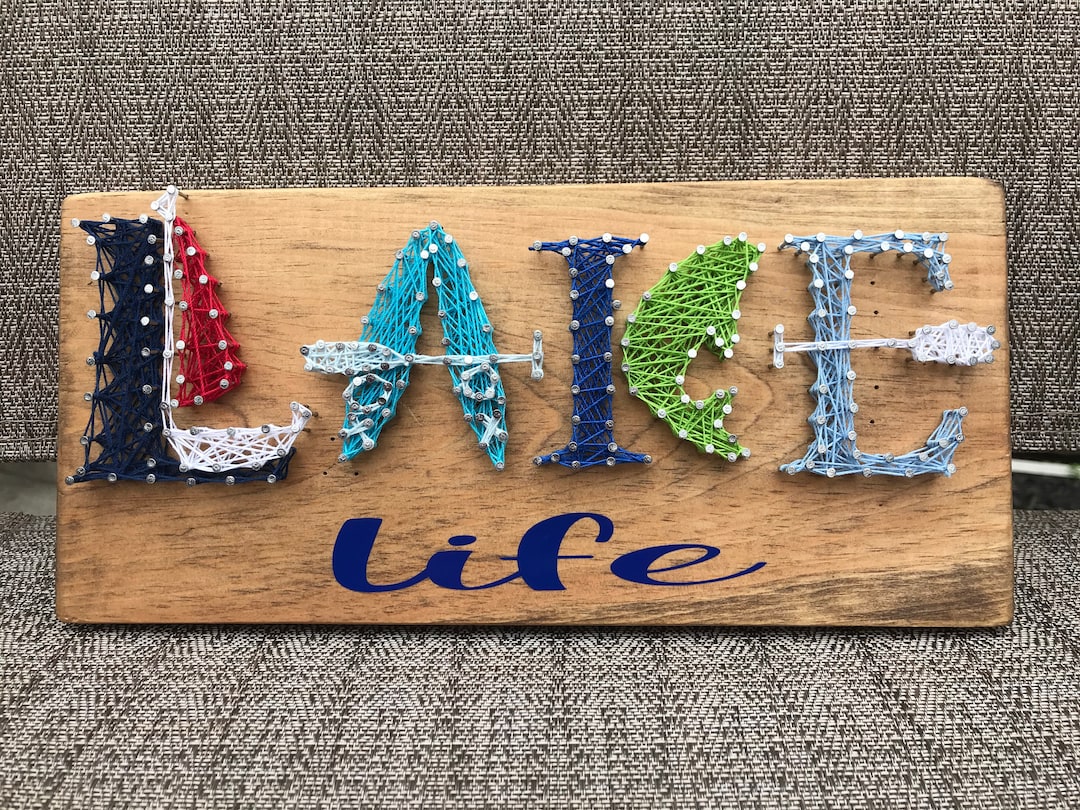 LAKE LIFE String Art, Lake Decor, Lake Sign, Fish String Art, Unique ...
