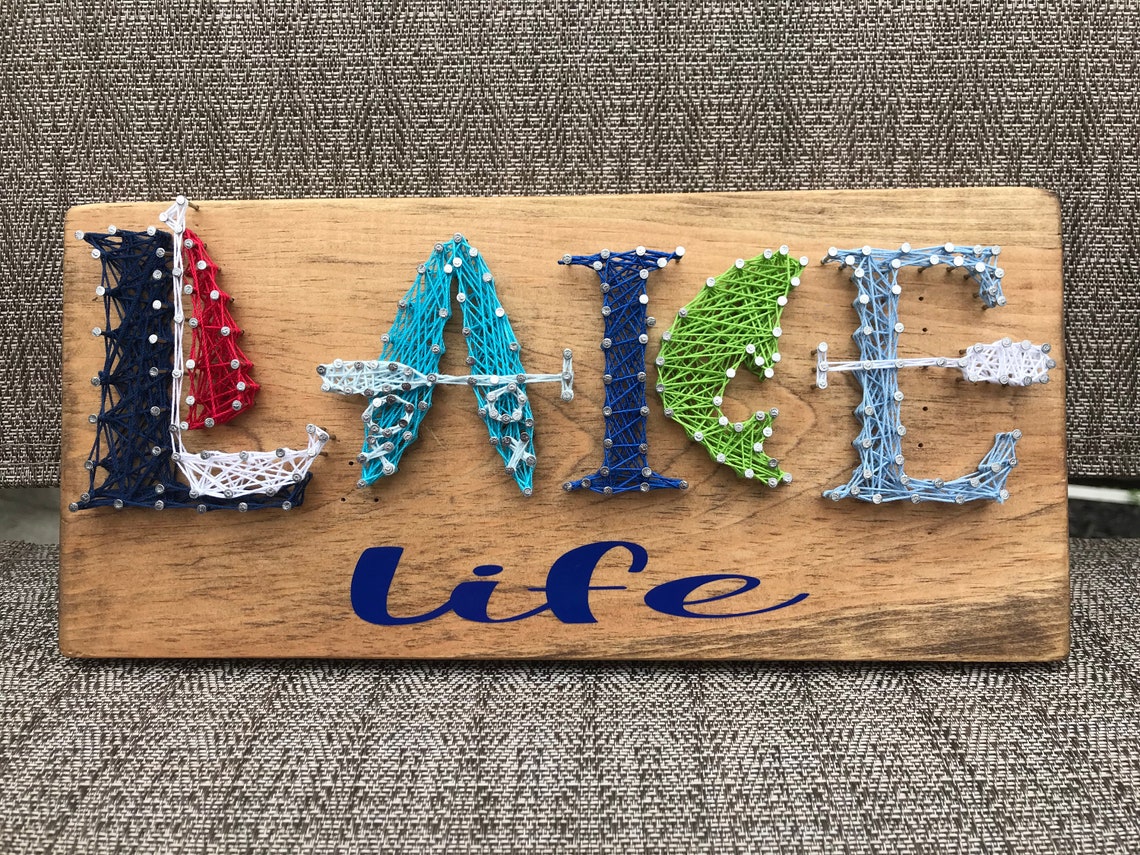 LAKE LIFE String Art, Lake Decor, Lake Sign, Fish String Art, Unique ...
