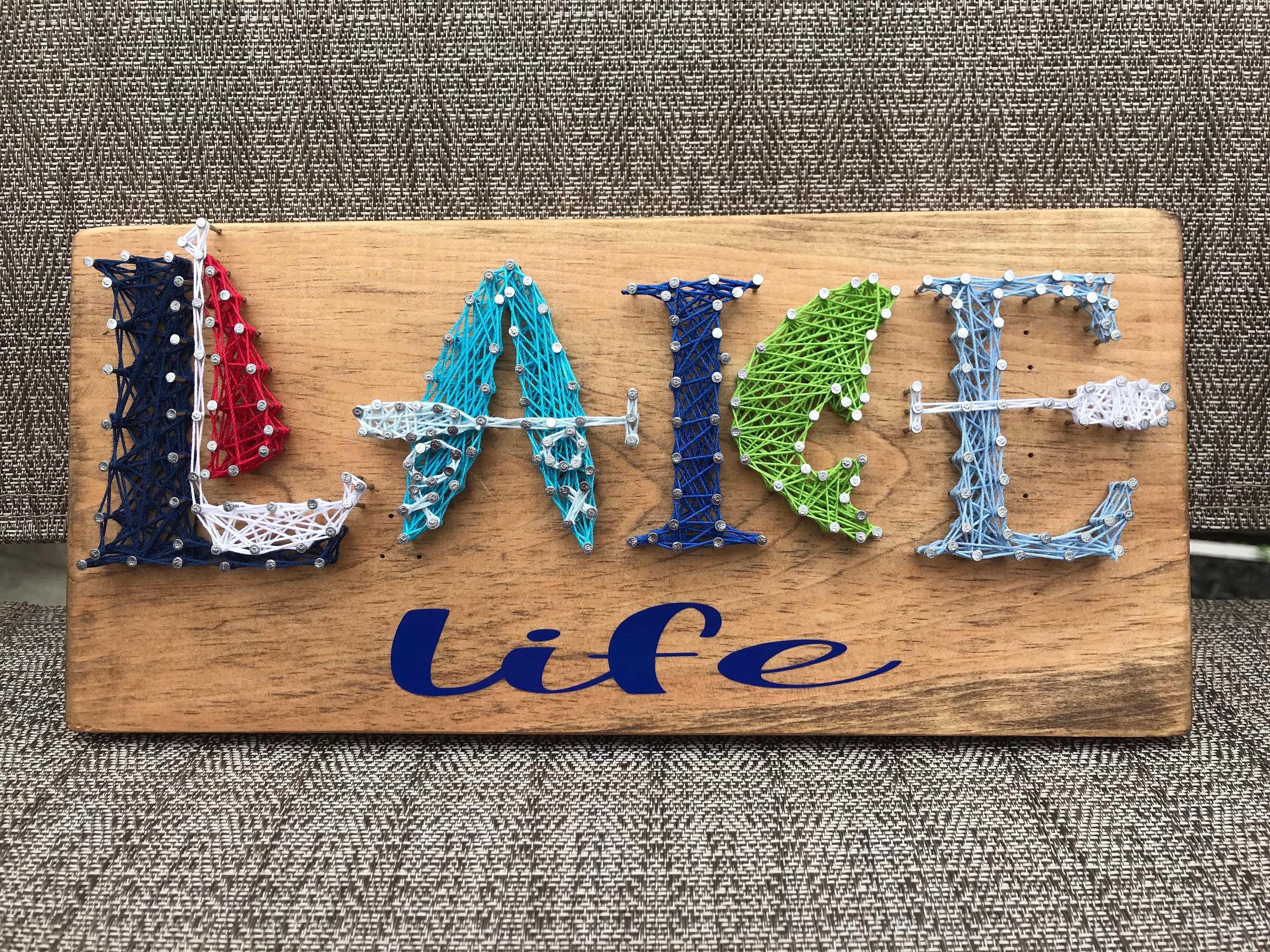 LAKE LIFE String Art Lake Decor Lake Sign Fish String Art - Etsy