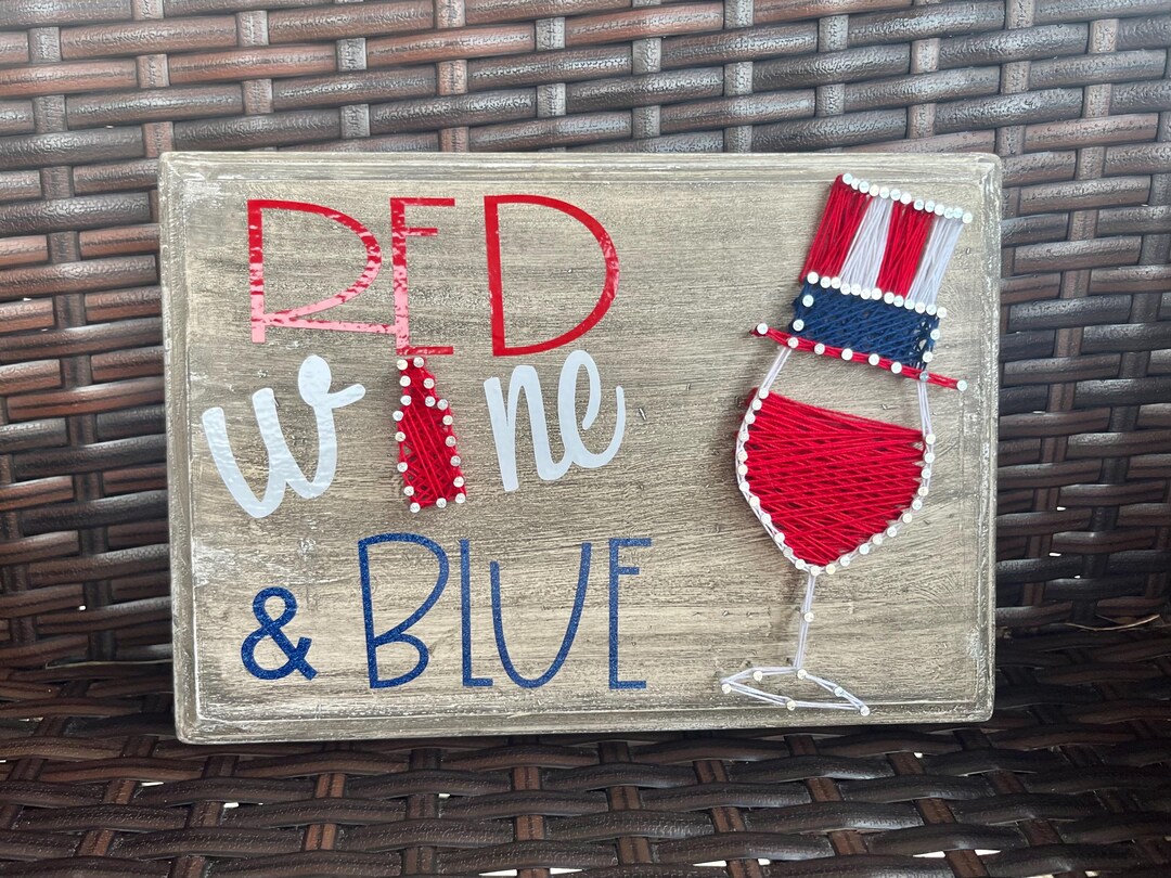 Patriotic String Art, July 4th Decor, Patriotic Decor, Red Wine & Blue ...