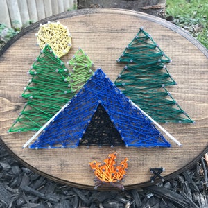Tent Camping String Art Wood Plaque Happy Camping Decor Tent | Etsy