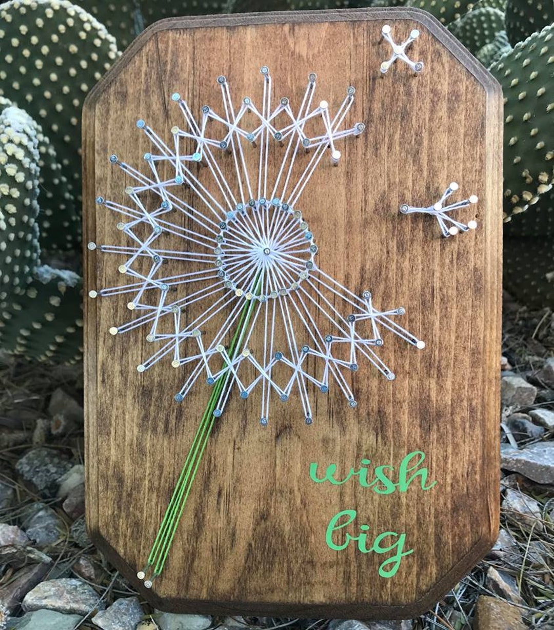 Wish Big String Art Wood Plaque, String Art, Wish Big Decor, Dandelion ...
