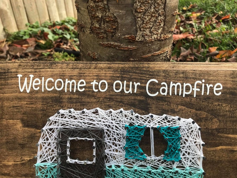 Welcome to Our Campfire With Marshmallow's String Art, Vintage Camper ...
