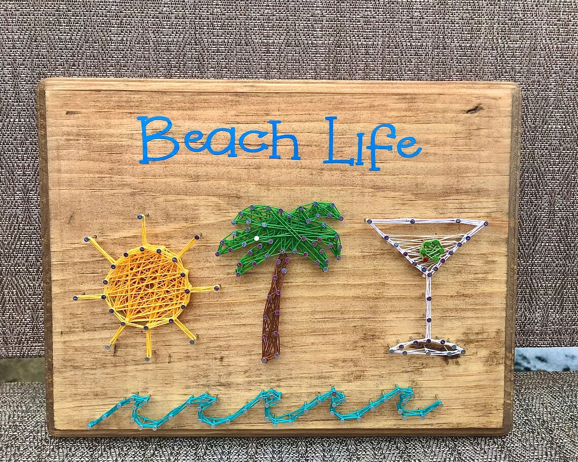 Beach Life String Art, Beach House Sign, Summer Sign, Palm Tree String ...
