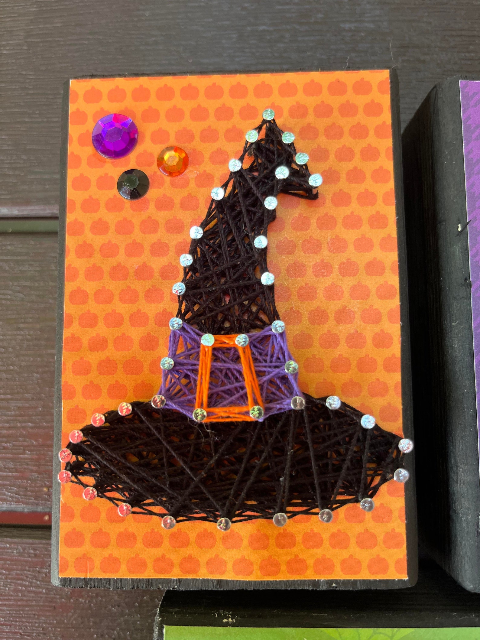 Set of 3 Halloween Wood Blocks String Art Witch Hat - Etsy