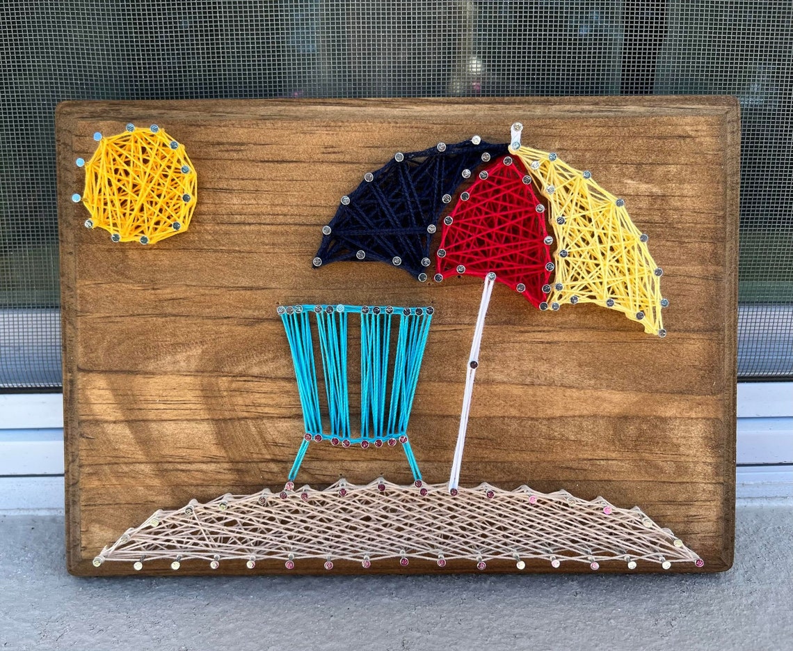 NEW DESIGN FOR 2023! Beach Chair & Umbrella String Art, Beach String ...