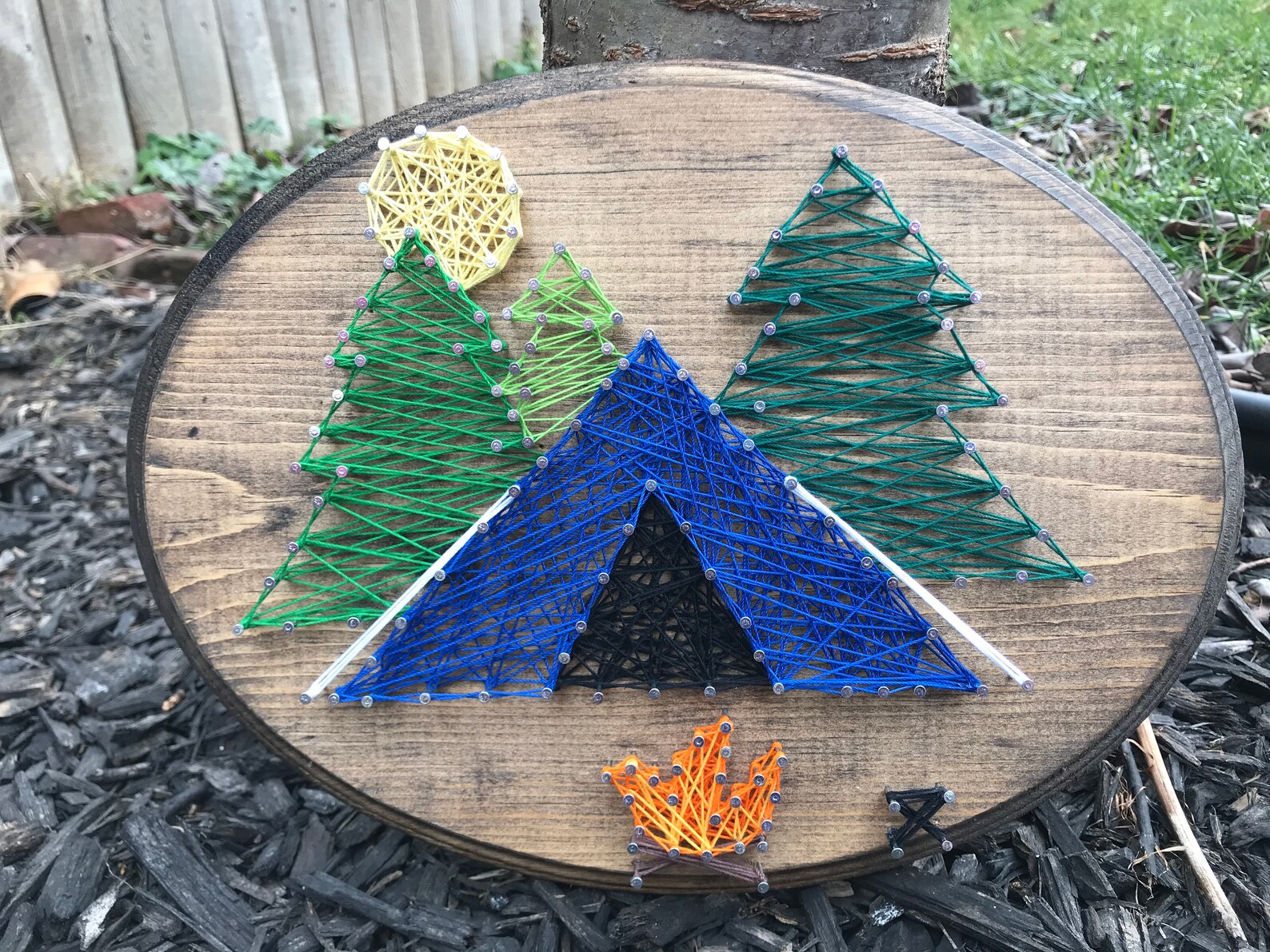 Tent Camping String Art Wood Plaque Happy Camping Decor Tent | Etsy