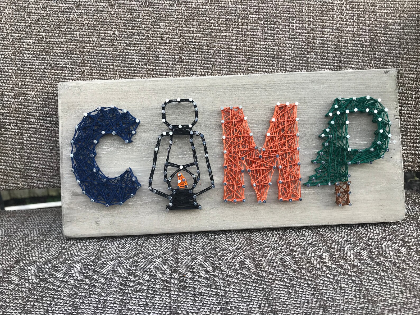 CAMP Wood String Art With Lantern and Pine Tree Camping Sign - Etsy