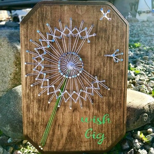 Wish Big String Art Wood Plaque, String Art, Wish Big Decor, Dandelion ...