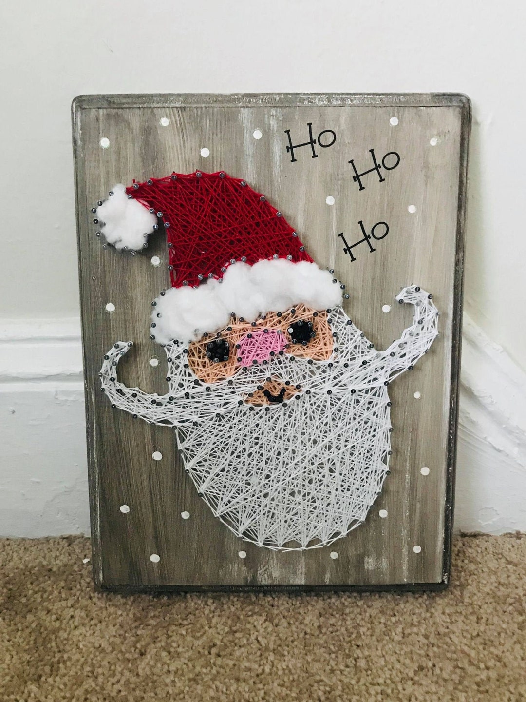 Santa String Art, Ho Ho HO String Art, Christmas String Art, Holiday ...
