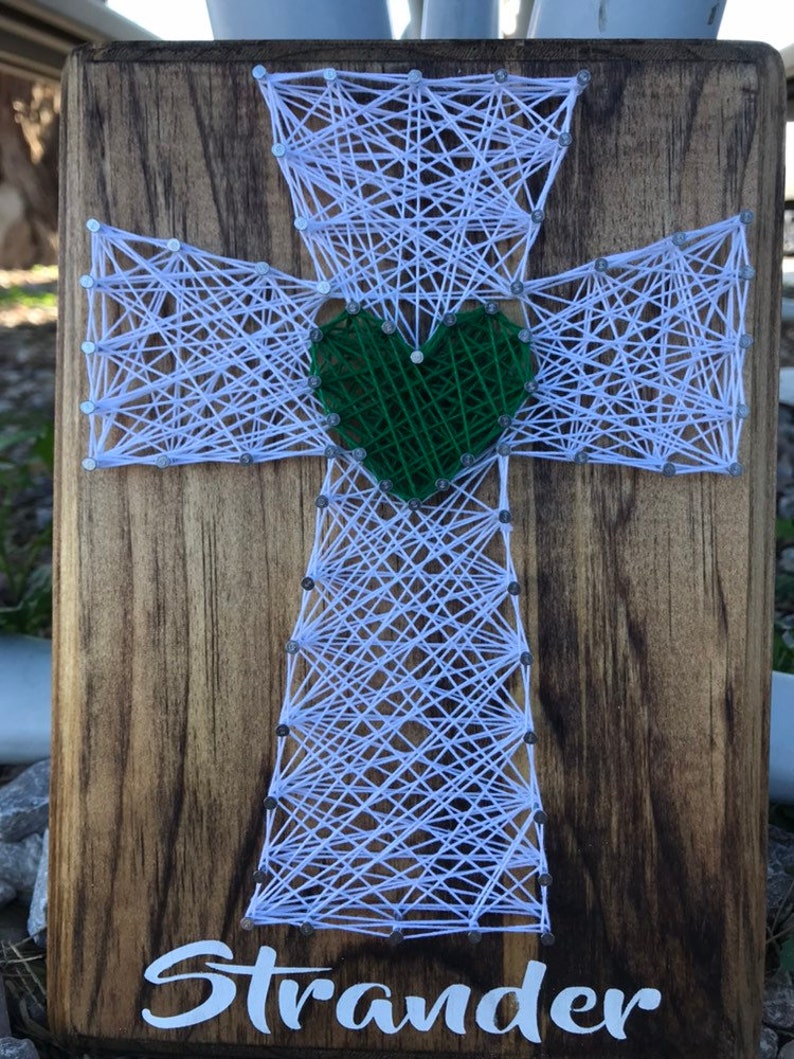 Cross With Red Heart String Art Cross Sign Religious Decor - Etsy