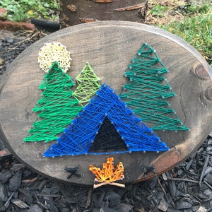 Tent Camping String Art Wood Plaque, Happy Camping Decor, Tent Camping ...