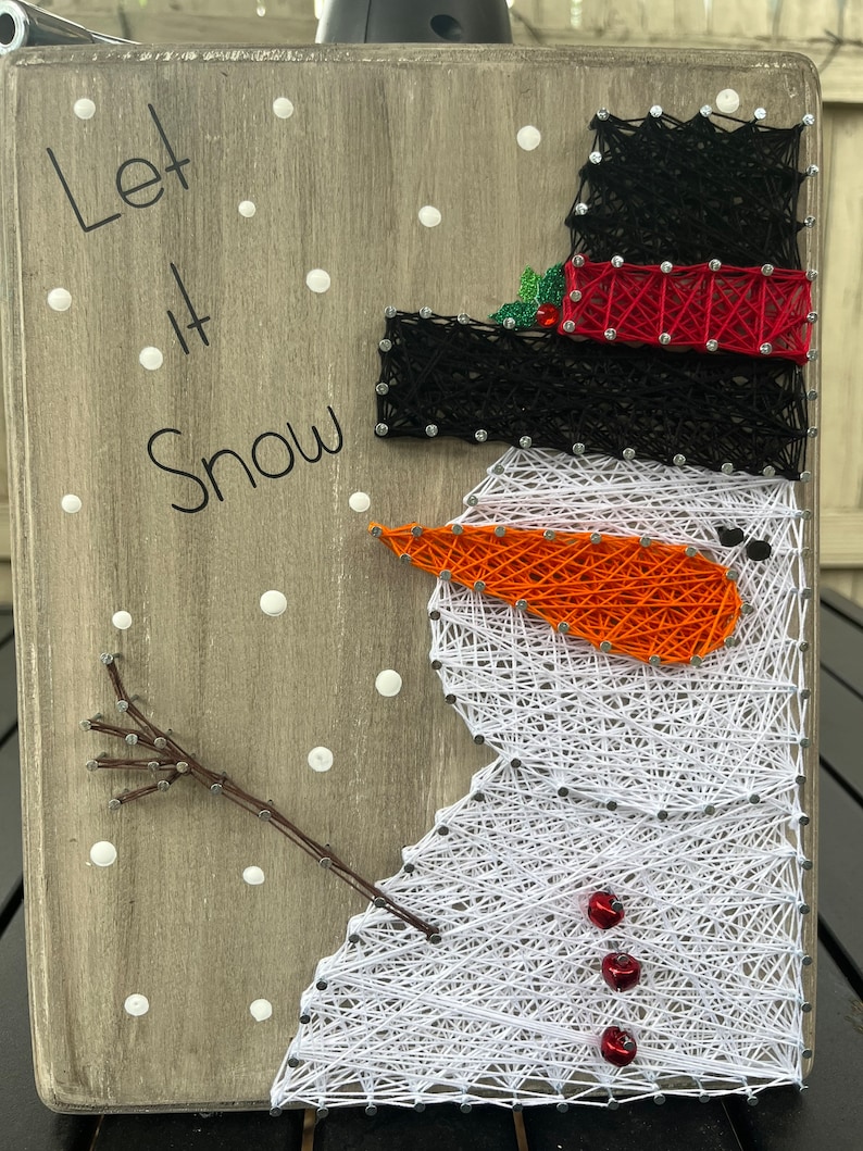Winter Let It Snow Snowman String Art Snowman Decor Wood - Etsy