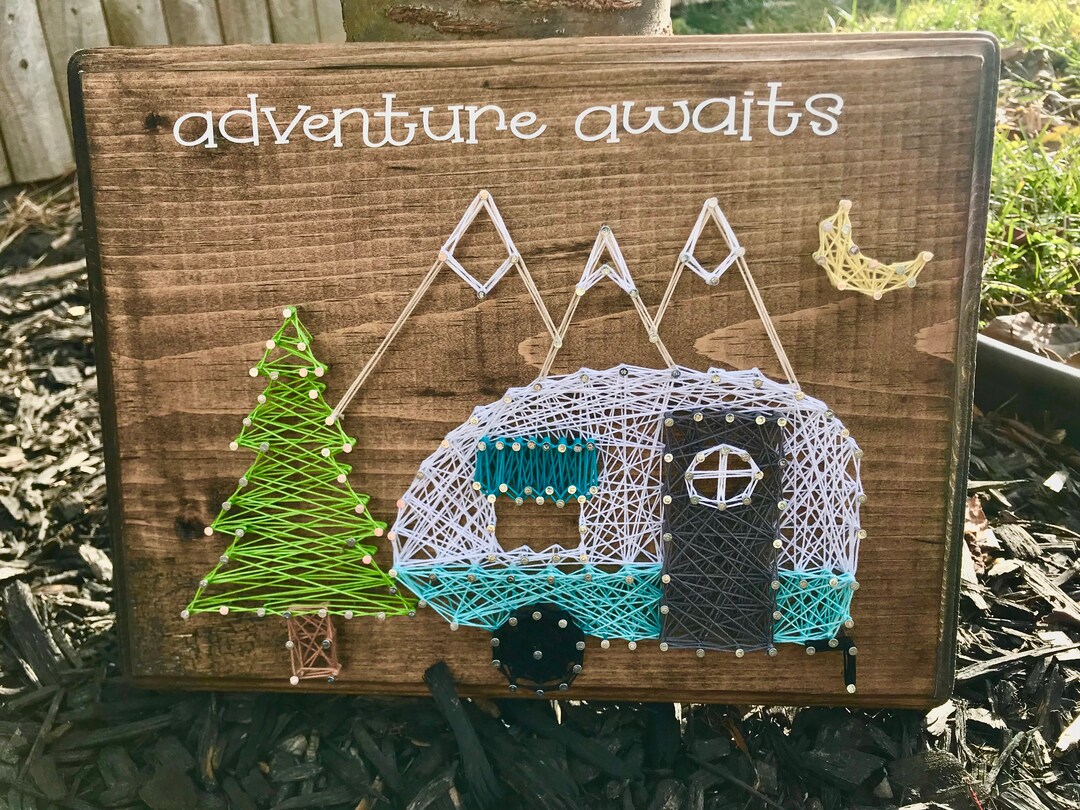 Adventure Awaits, Vintage Blue Camper Decor, Retro Camper Decor ...