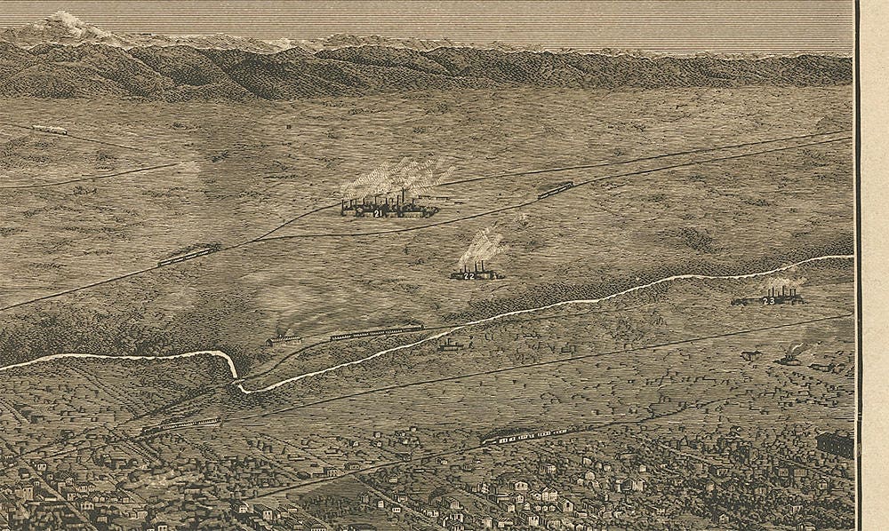 Denver 1887 Birds-eye View Vintage Map - Etsy