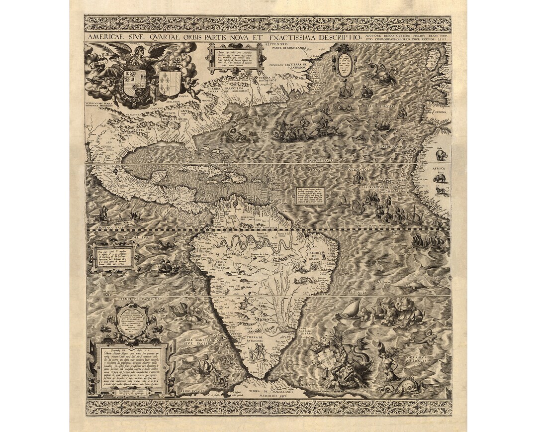 Americas 1562 Vintage Map - Etsy