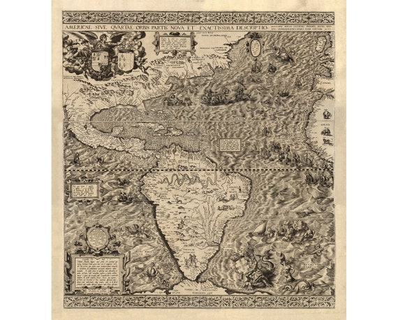Americas 1562 Vintage Map - Etsy