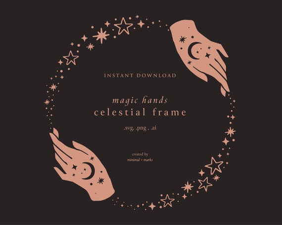 Stars and Sparkles Circle Frame SVG Celestial Frame Witchy | Etsy