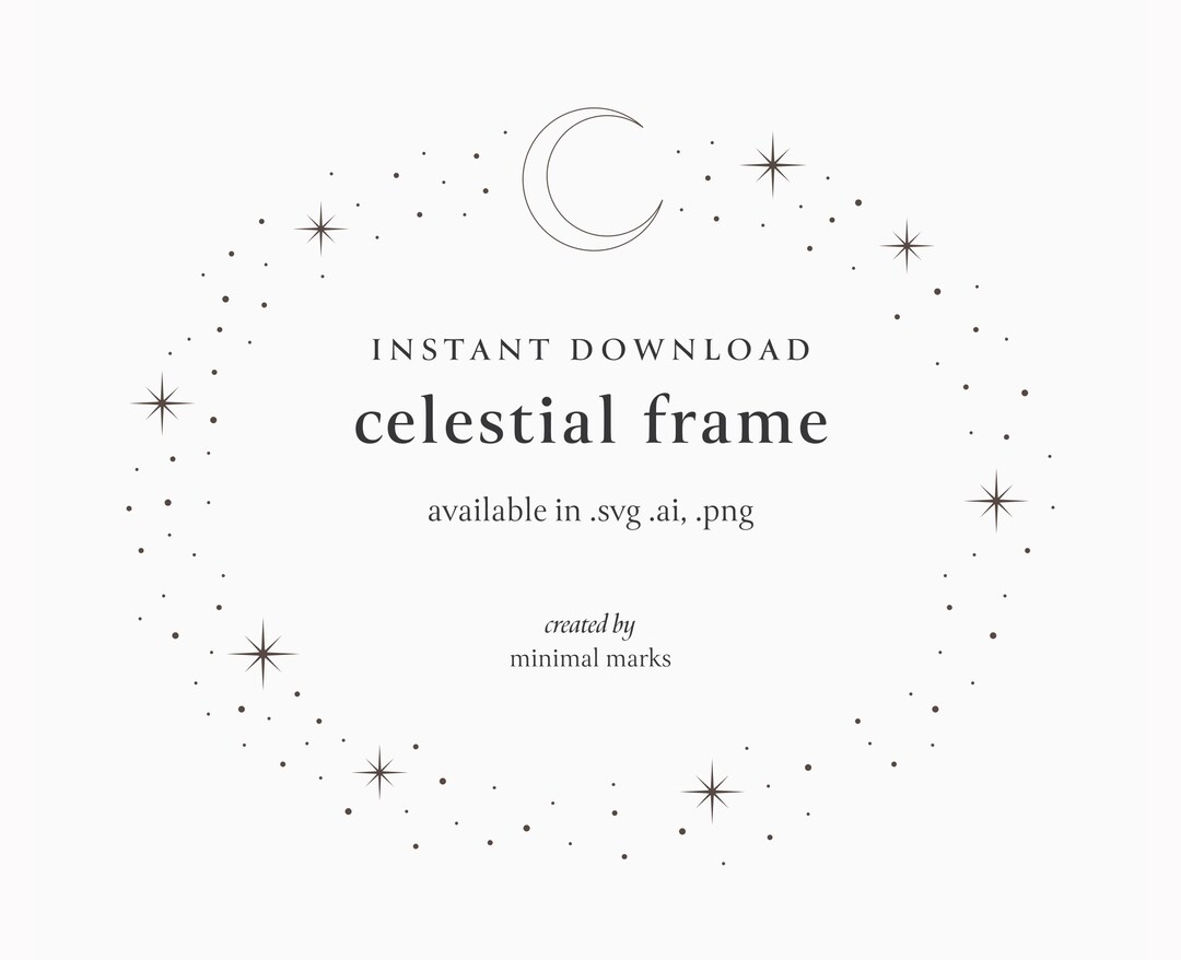 Lunar Frame SVG, Moon Logo Clipart, Celestial Silhouette Vector for ...