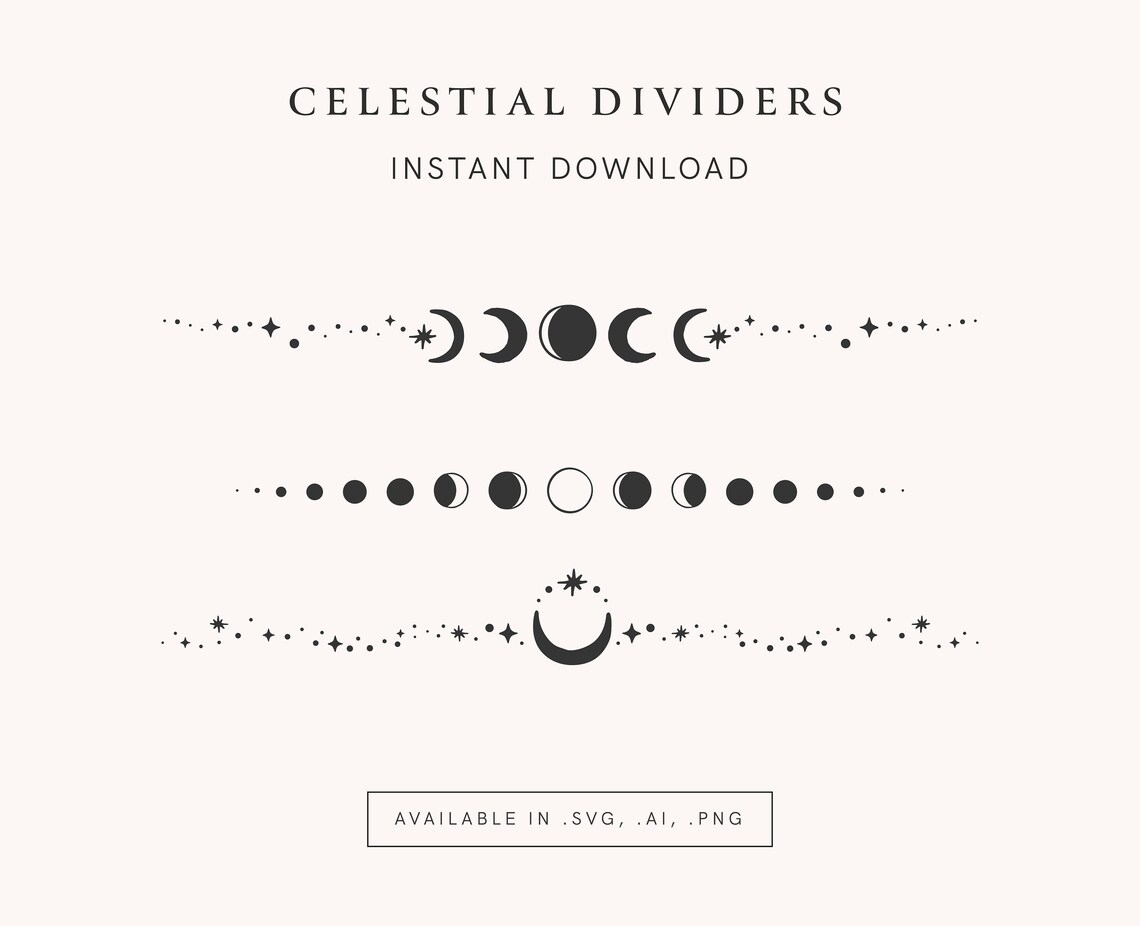 Celestial Divider SVG Page Divider Clipart for Cricut Text - Etsy