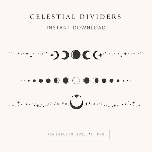 Celestial Divider SVG Page Divider Clipart for Cricut Text - Etsy