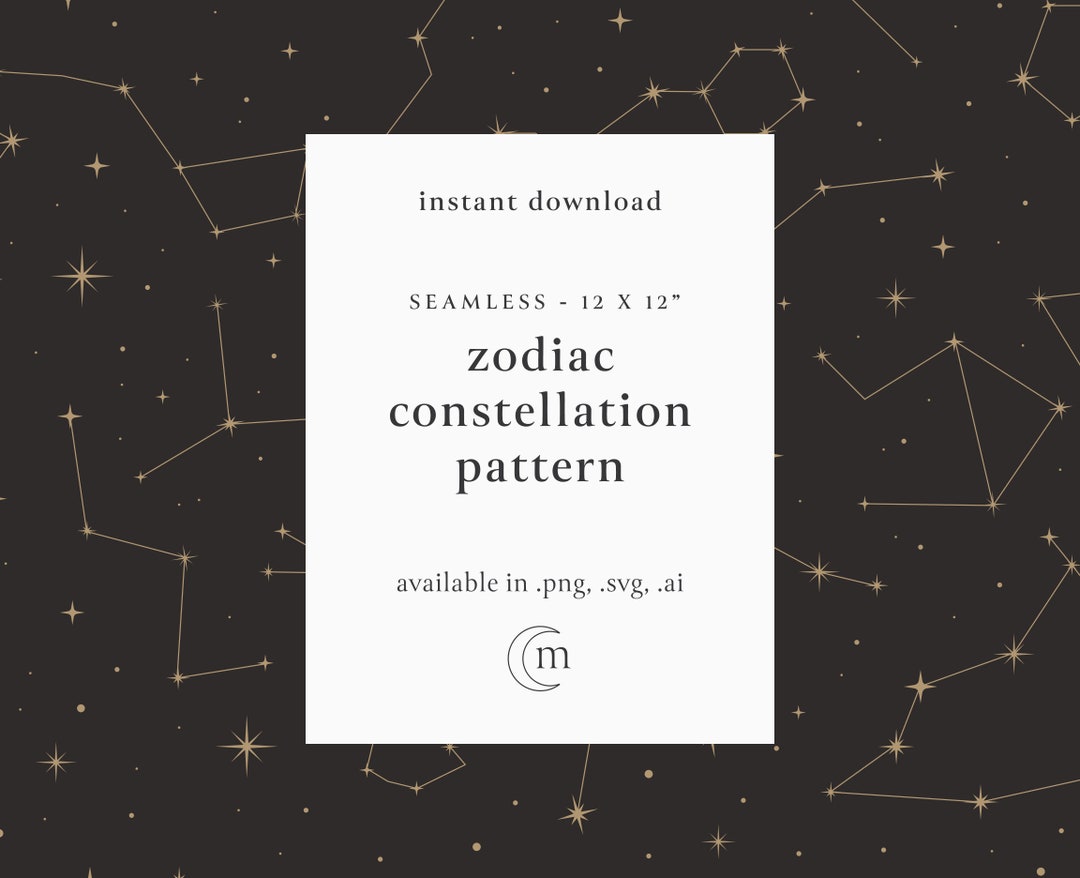 Seamless Celestial Digital Pattern, Stars & Sparkles Zodiac ...