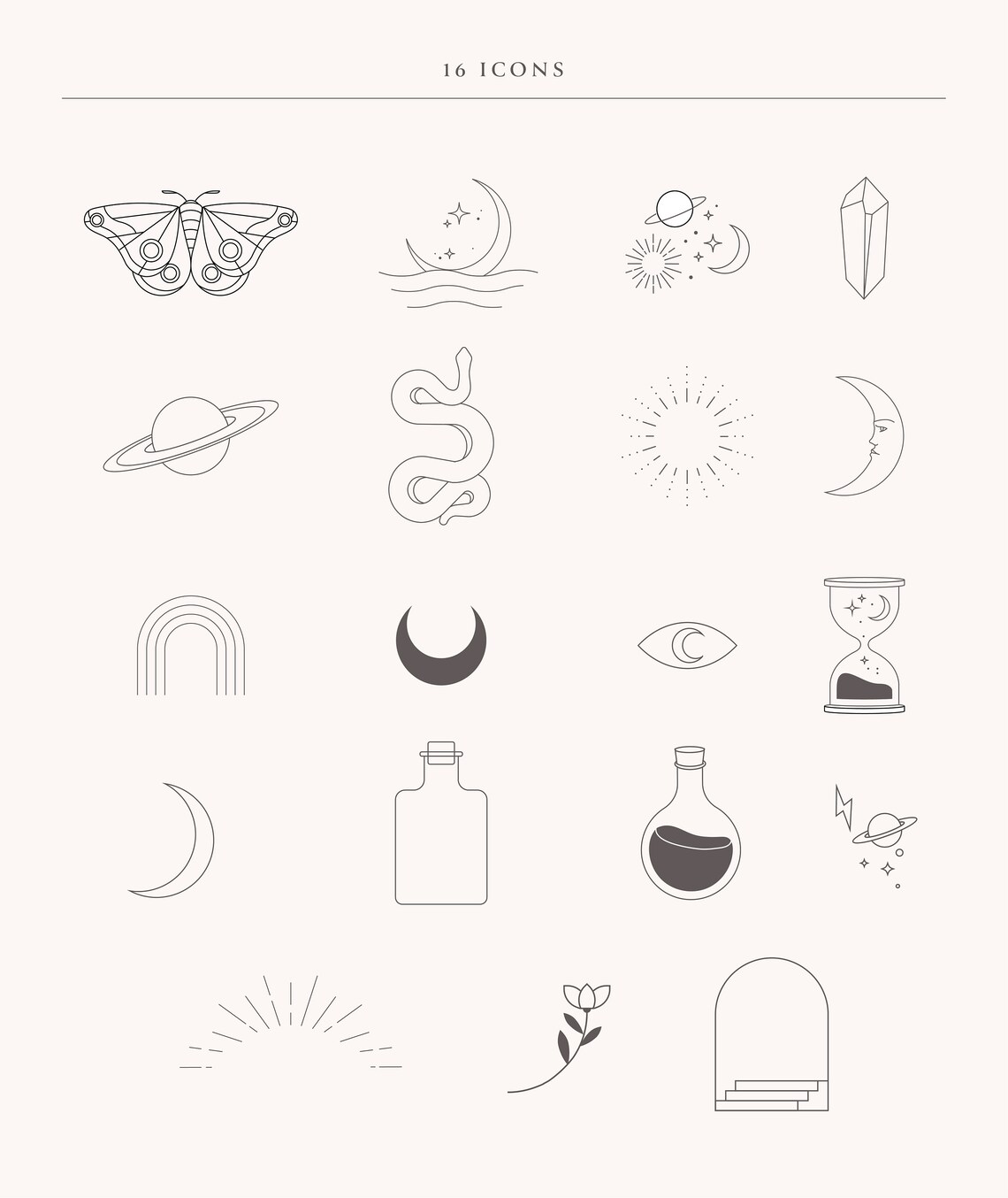 Celestial Vector Icons Digital Download, Cricut Illustrator Clip Art ...