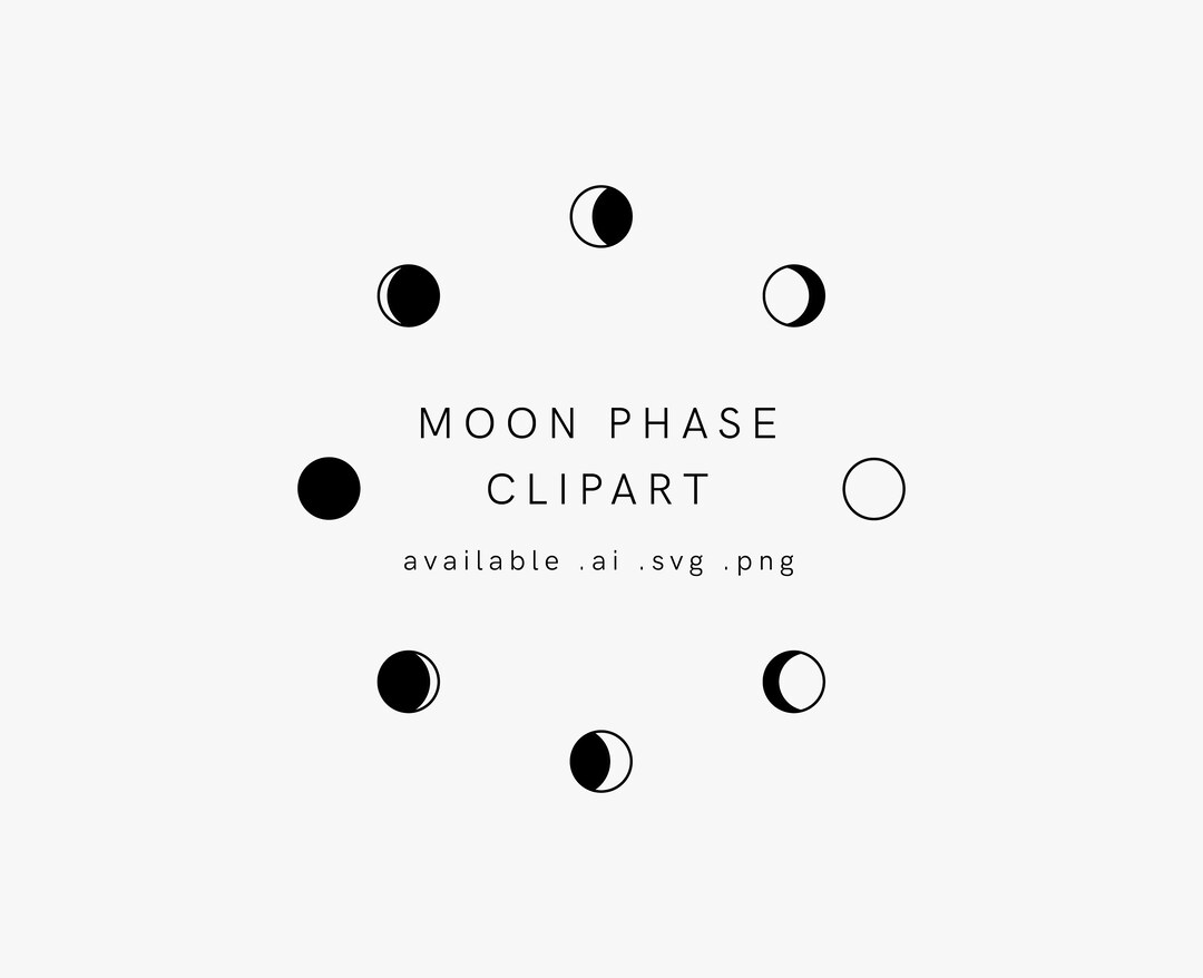Moon Phase Wreath Clip Art Vector Simple Crescent Store Graphics SVG ...