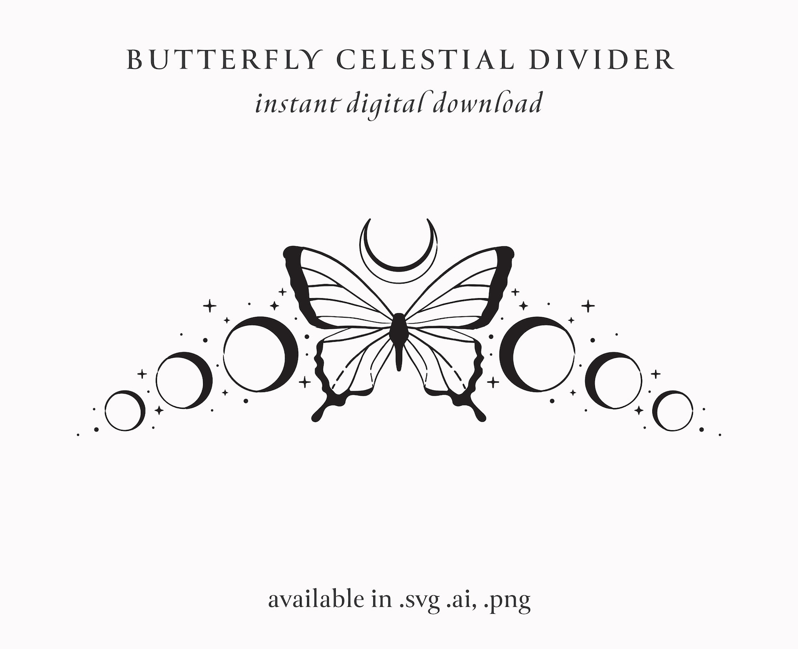 Celestial Butterfly Divider SVG, Page Divider Clipart for Cricut, Text ...